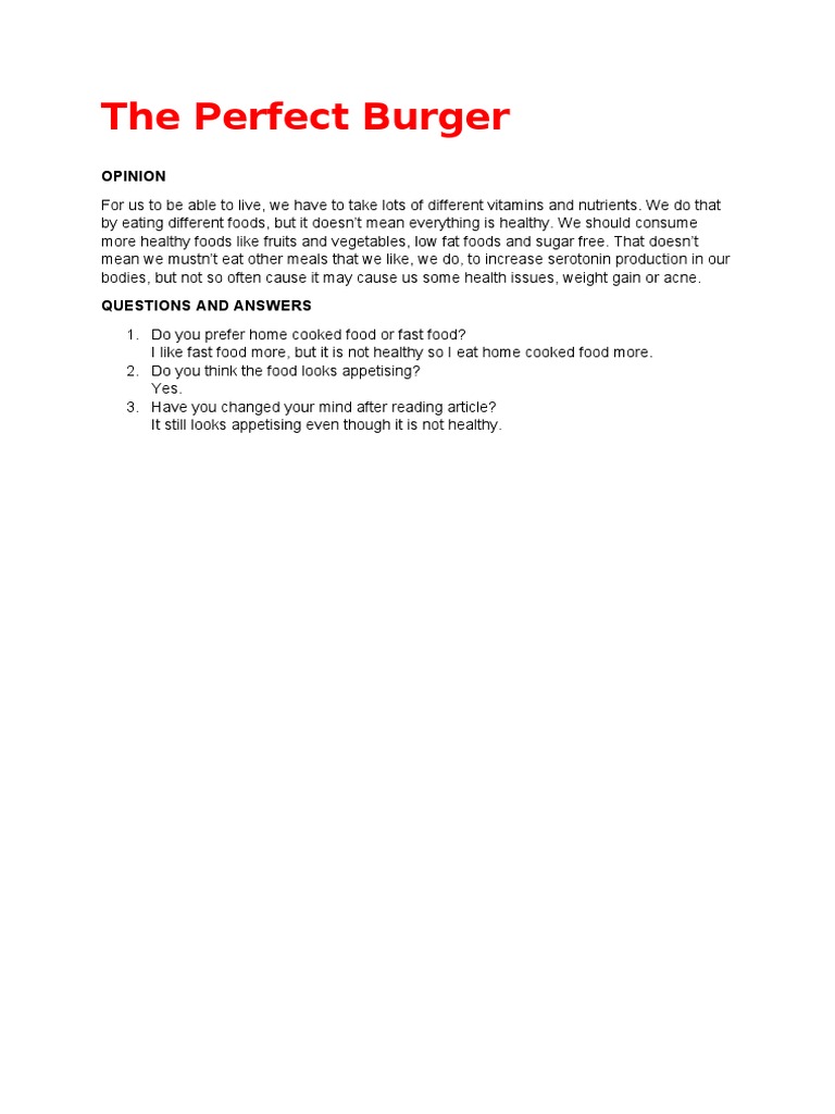 The Perfect Burger | PDF