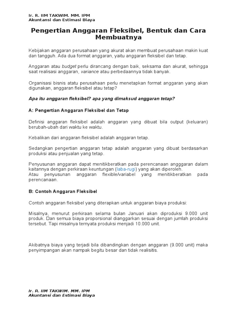 Analisis Varians Anggaran Fleksibel | PDF