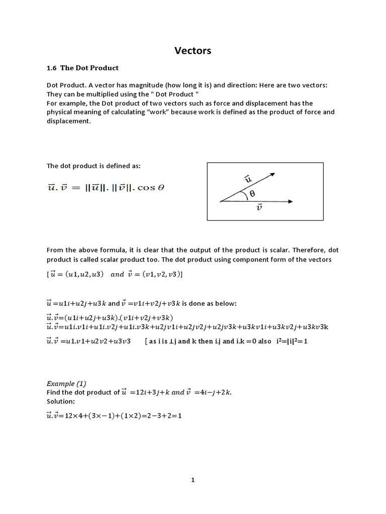 Vectors: 1.6 The Dot Product | PDF | Euclidean Vector | Theoretical Physics