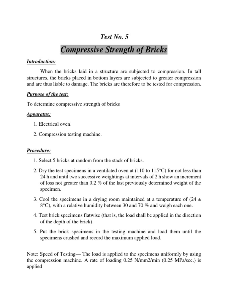 5-Compressive Strength of Clay Bricks | PDF | Brick | Materials