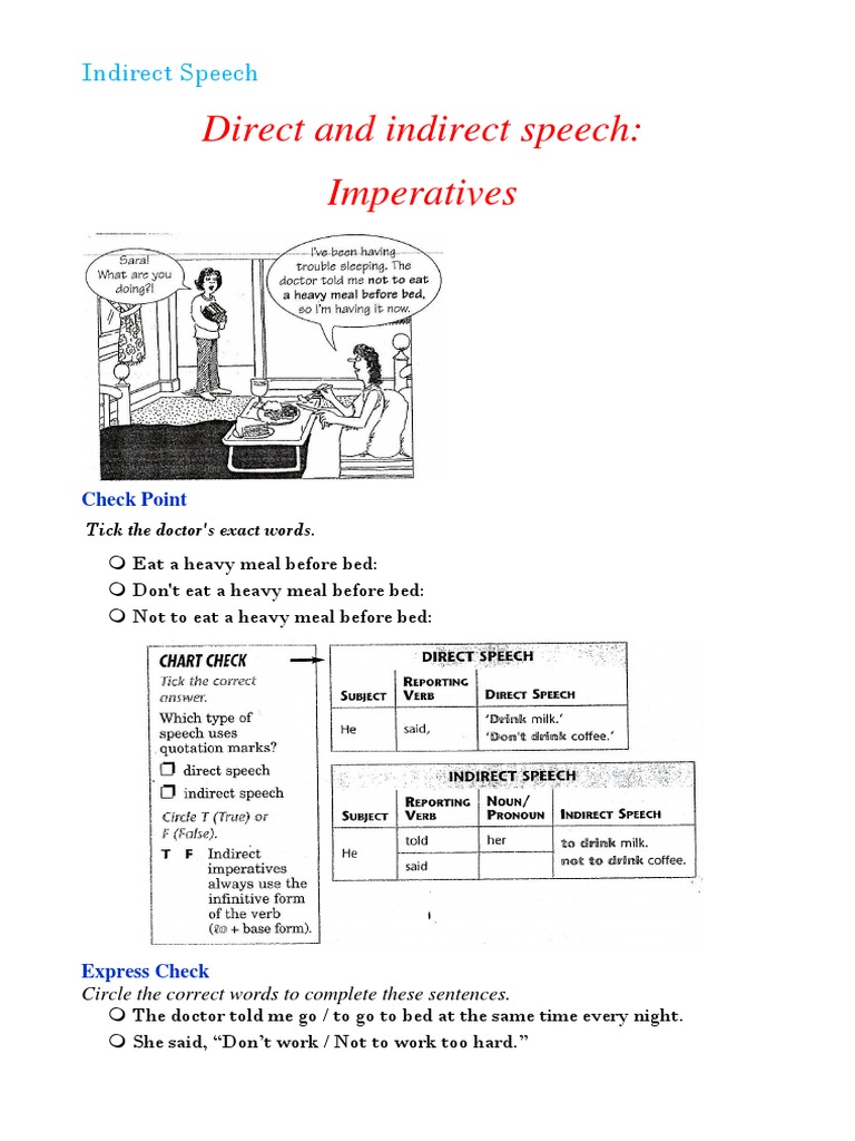 Direct and Indirect Speech: Imperatives | Download Free PDF | Semantic ...
