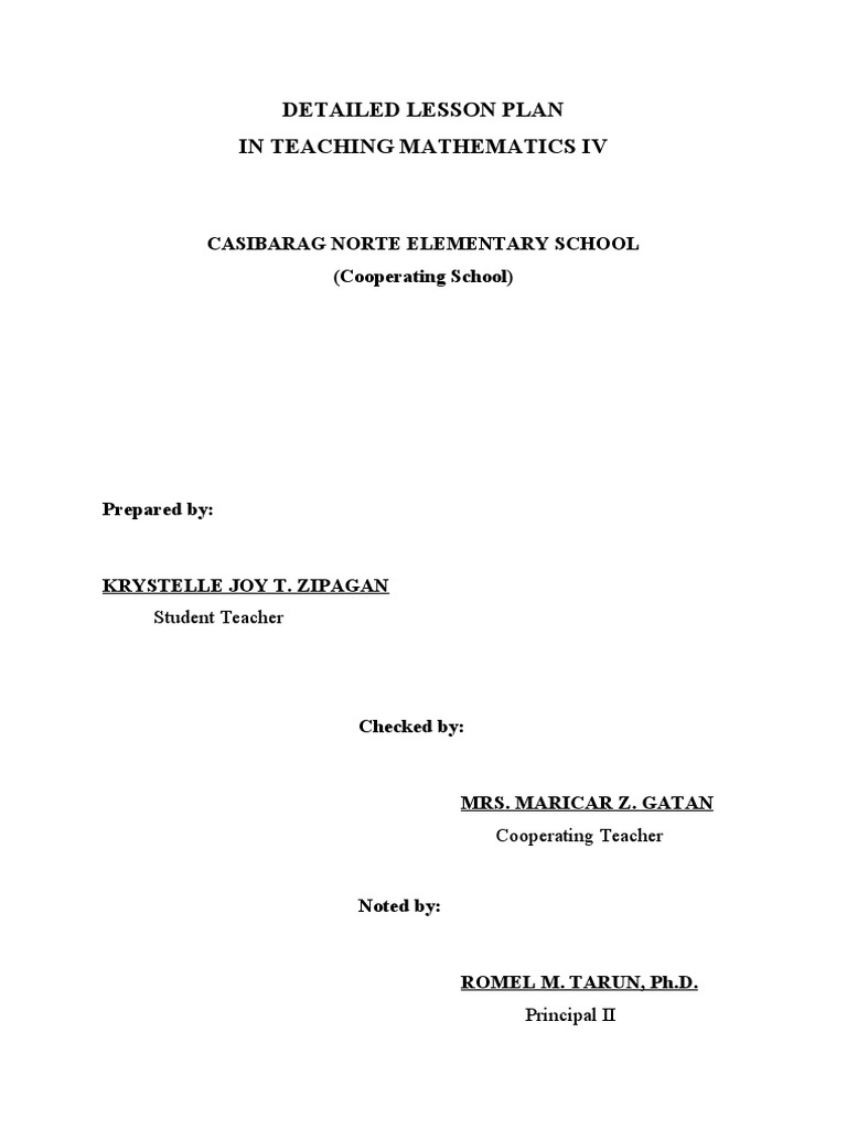 Detailed Lesson Plan in Teaching Mathematics IV As of March 8 Ver2 ...