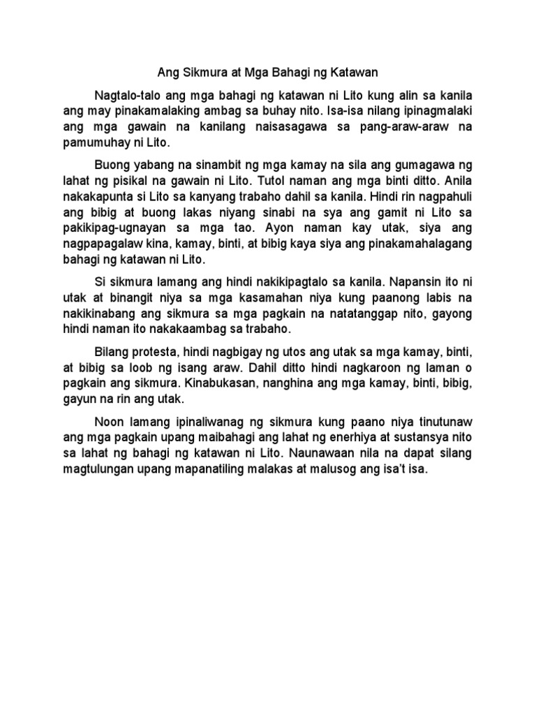 Ang Sikmura at Mga Bahagi NG Katawan | PDF