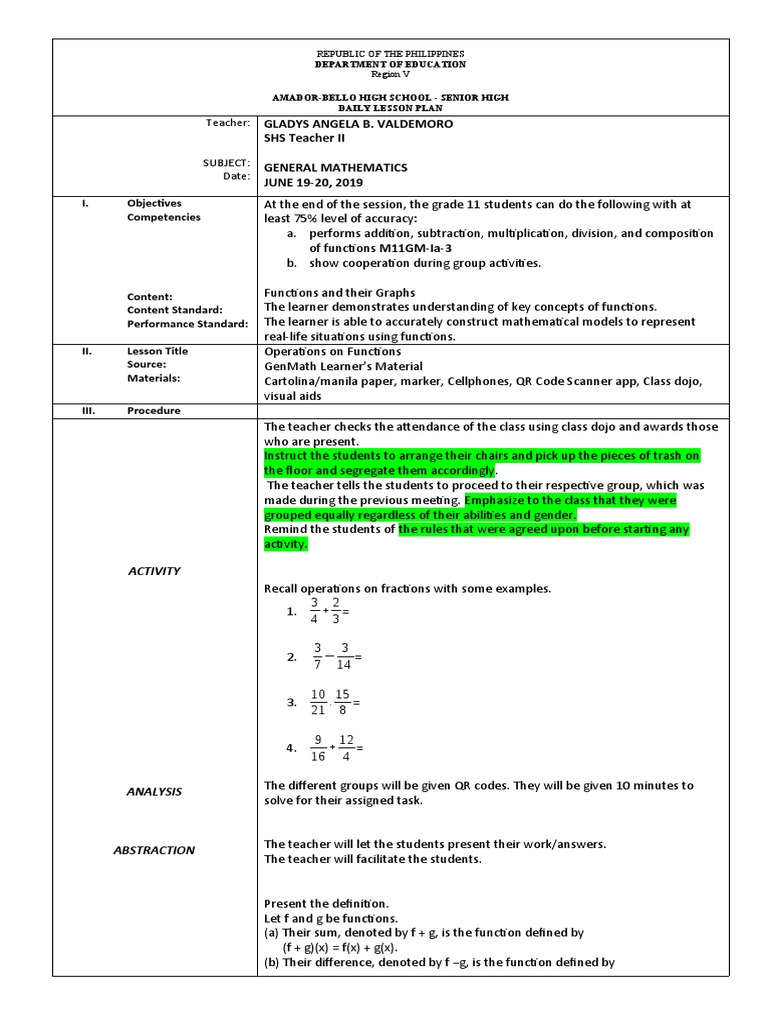 Cot 1 - General Mathematics | PDF | Function (Mathematics) | Behavior Modification