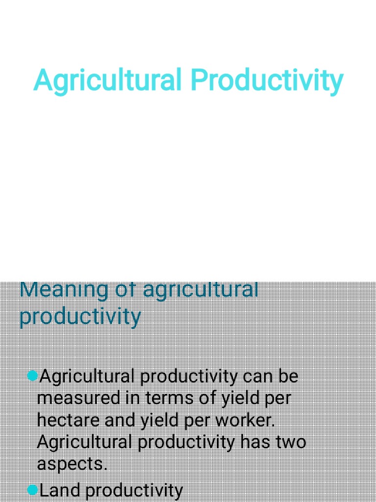 Agricultural Productivity | PDF | Agricultural Productivity | Agriculture