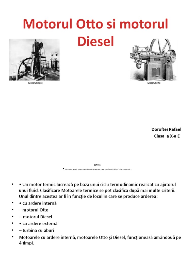 Proiect Fizica Motorul Otto Si Diesel | PDF