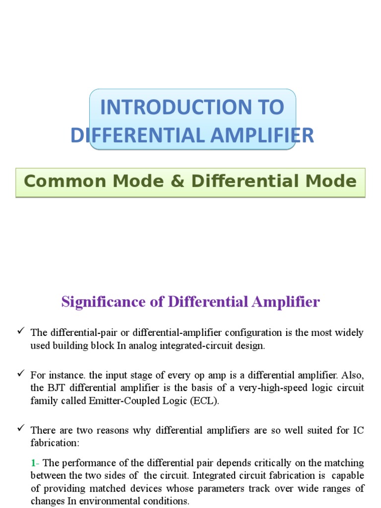 Differential Amplifier Basics | PDF | Field Effect Transistor | Amplifier