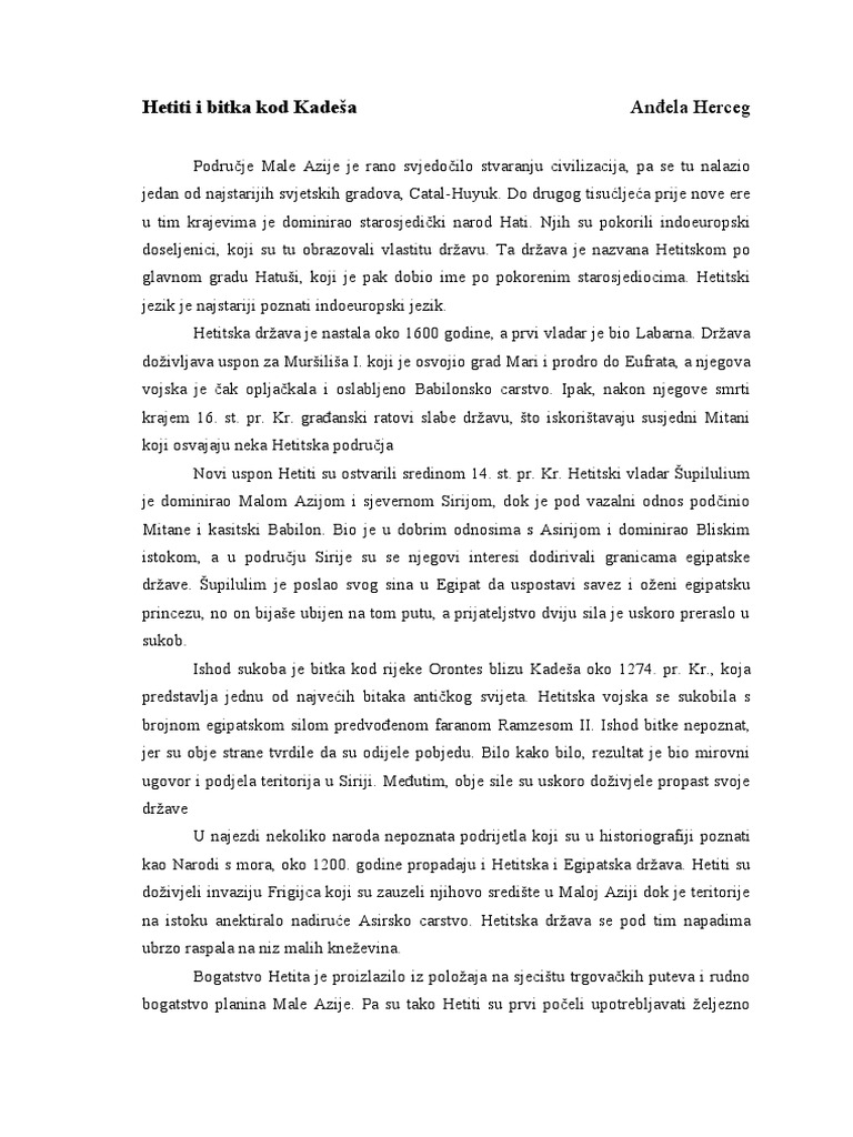 Hetiti I Bitka Kod Kadeša | PDF