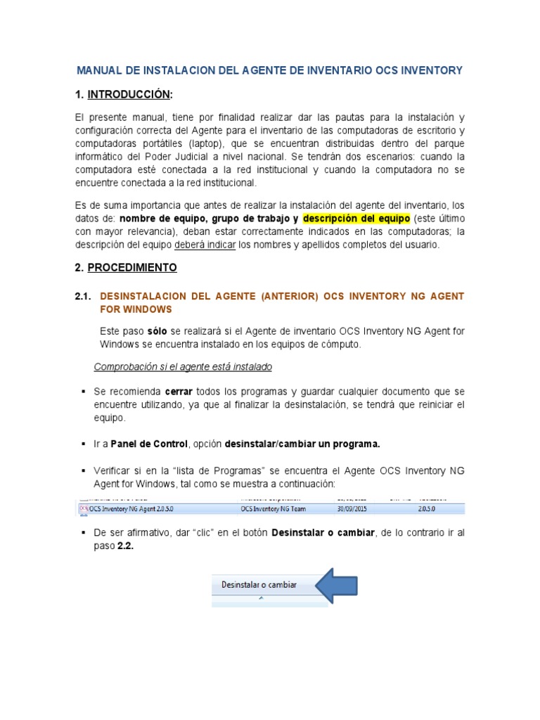 Manual de Instalacion Del Agente de Inventario Ocs Inventory 2017 | PDF | Archivo de computadora ...