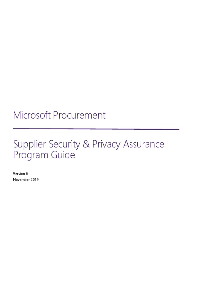 Microsoft Procurement Supplier Security & Privacy Assurance Program ...