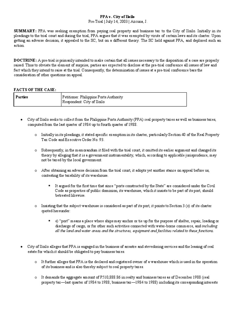 PPA vs. Iloilo: Tax Exemption Appeal Ruling | PDF | Trials | Appeal