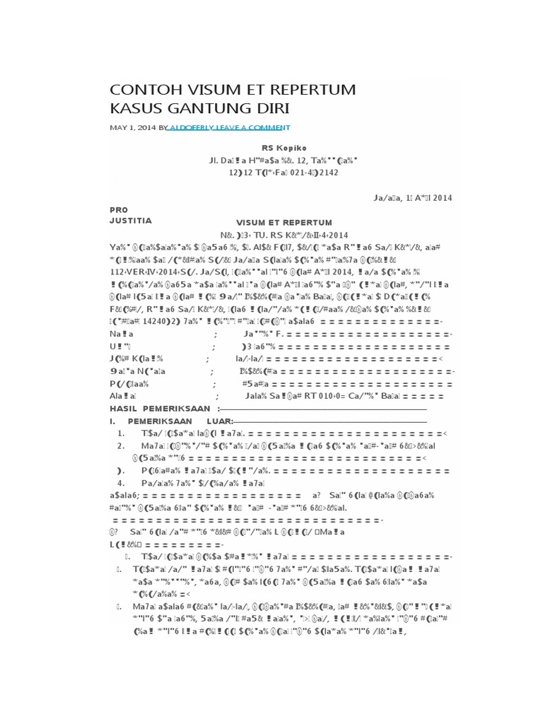 Contoh Visum Et Repertum Kasus Gantung Diri | PDF