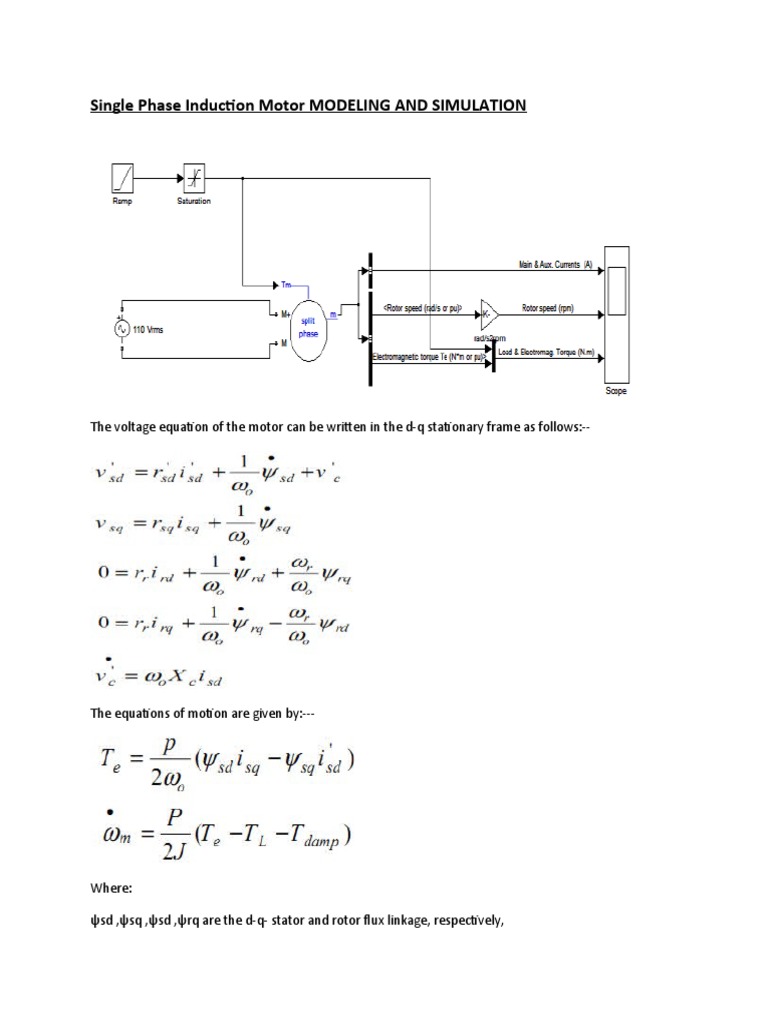 Single Phase Induction Motor MODELING AND SIMULATION | PDF