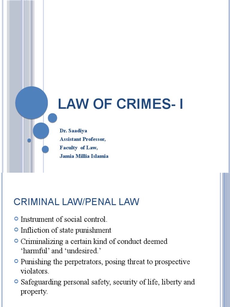 Law of Crimes - Introduction | PDF | Mens Rea | Crime & Violence