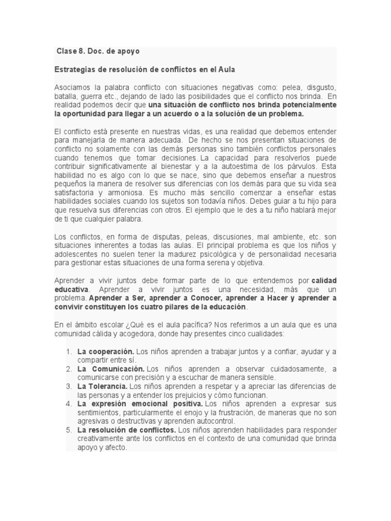 Estrategias Resolucion de Conflictos | PDF | Conflicto (proceso ...