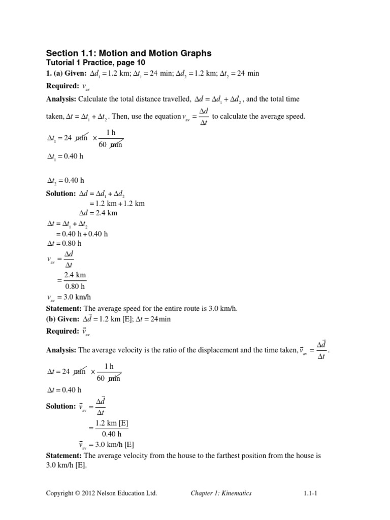 Section 1.1: Motion and Motion Graphs | PDF | Velocity | Speed