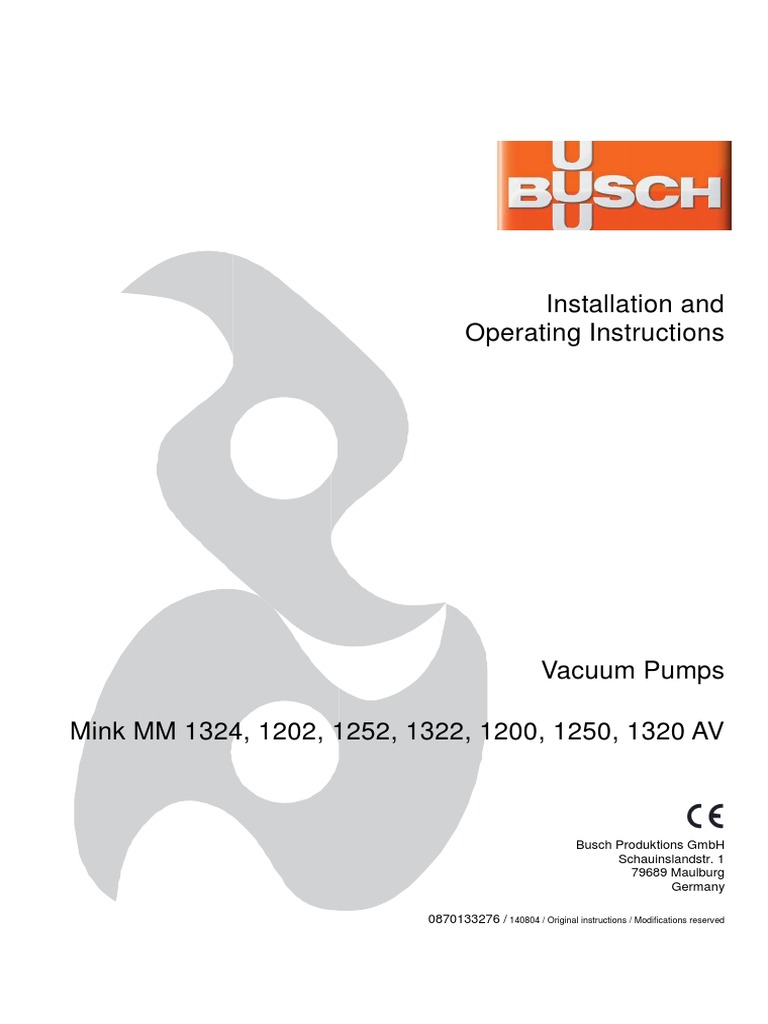 Installation and Operating Instructions: Busch Produktions GMBH ...