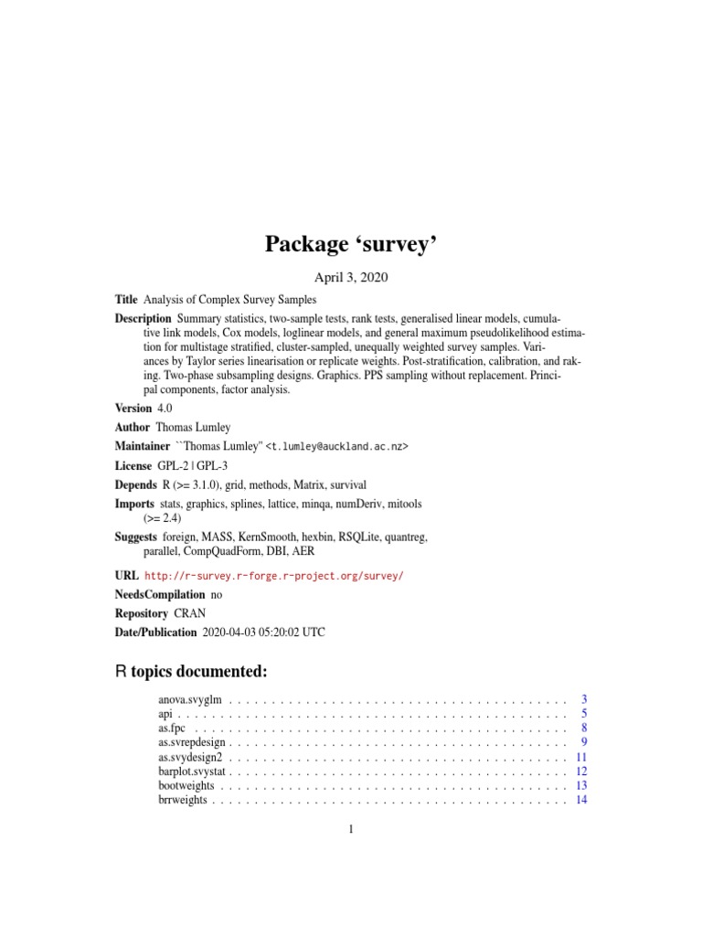 Analysis of Complex Survey Samples | PDF | Bootstrapping (Statistics ...
