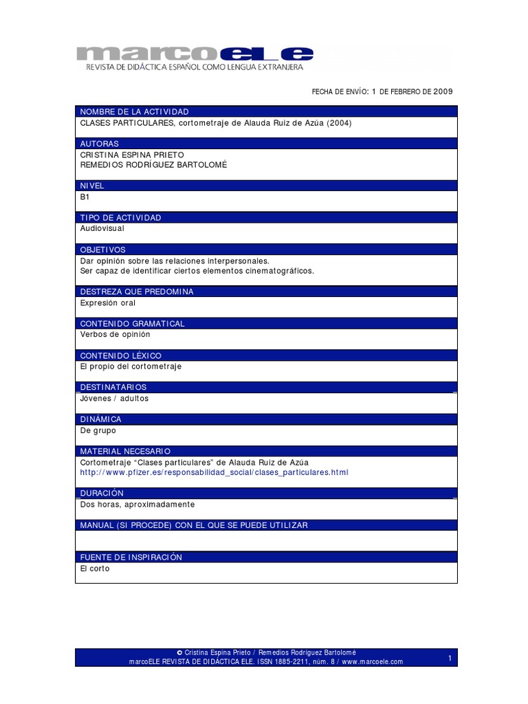 Actividades de Cortometraje B1 | PDF | Idiomas