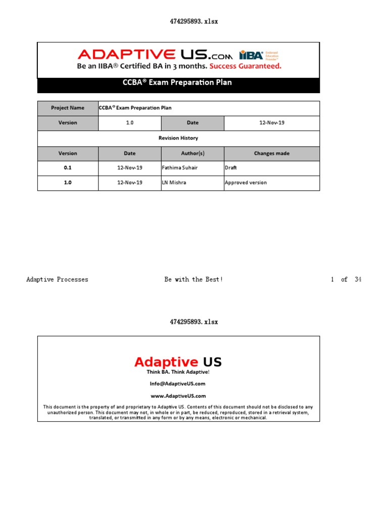 CCBA Exam Preparation Plan | PDF | Unified Modeling Language ...