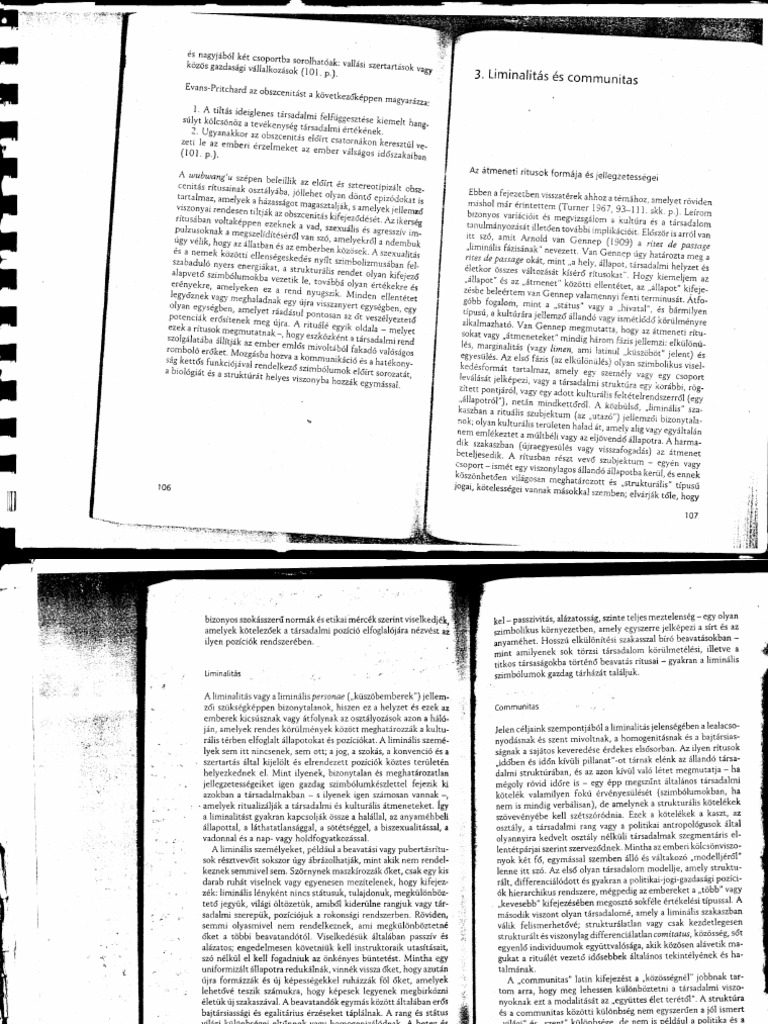 Victor Turner - Liminalitás És Communitas | PDF