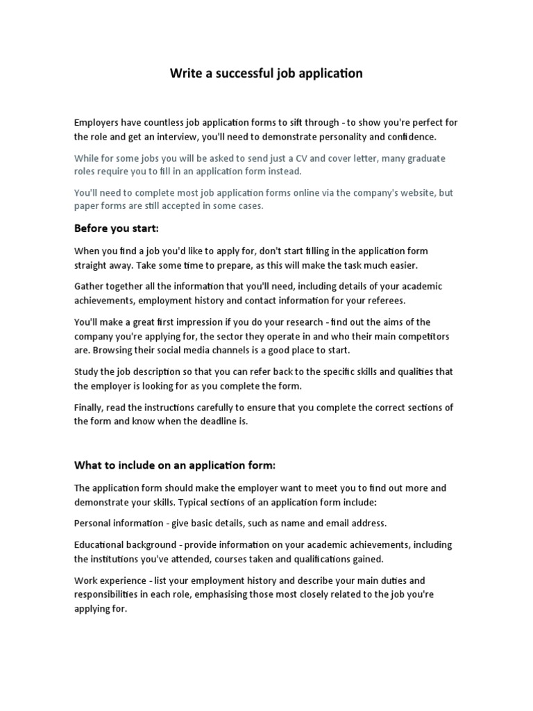 Write A Successful Job Application | PDF | Cognition | Communication