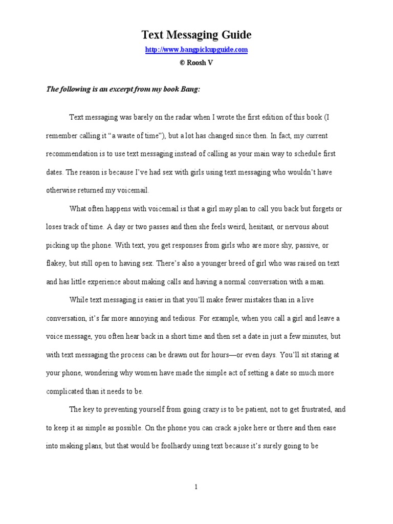 Text Messaging Guide: The Following Is An Excerpt From My Book Bang ...