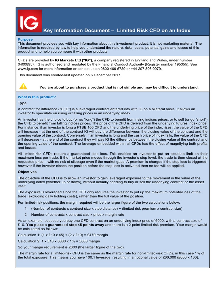 Key Information Document | PDF | Contract For Difference | Margin (Finance)