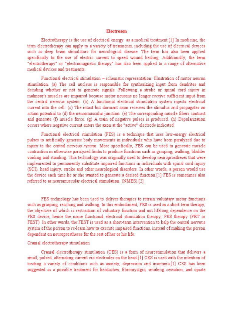 Electroson & Electro Stimulation | PDF | Medical Specialties | Neuroscience