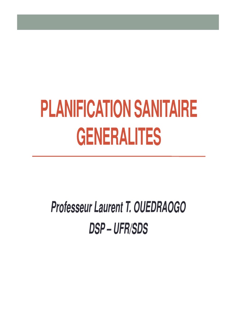 Planification Sanitaire: Concepts Clés | PDF | Planification ...