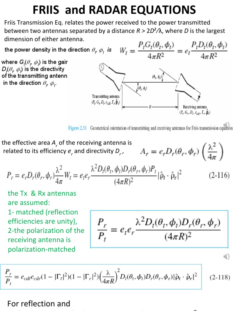 Friis and Radar Equations | PDF