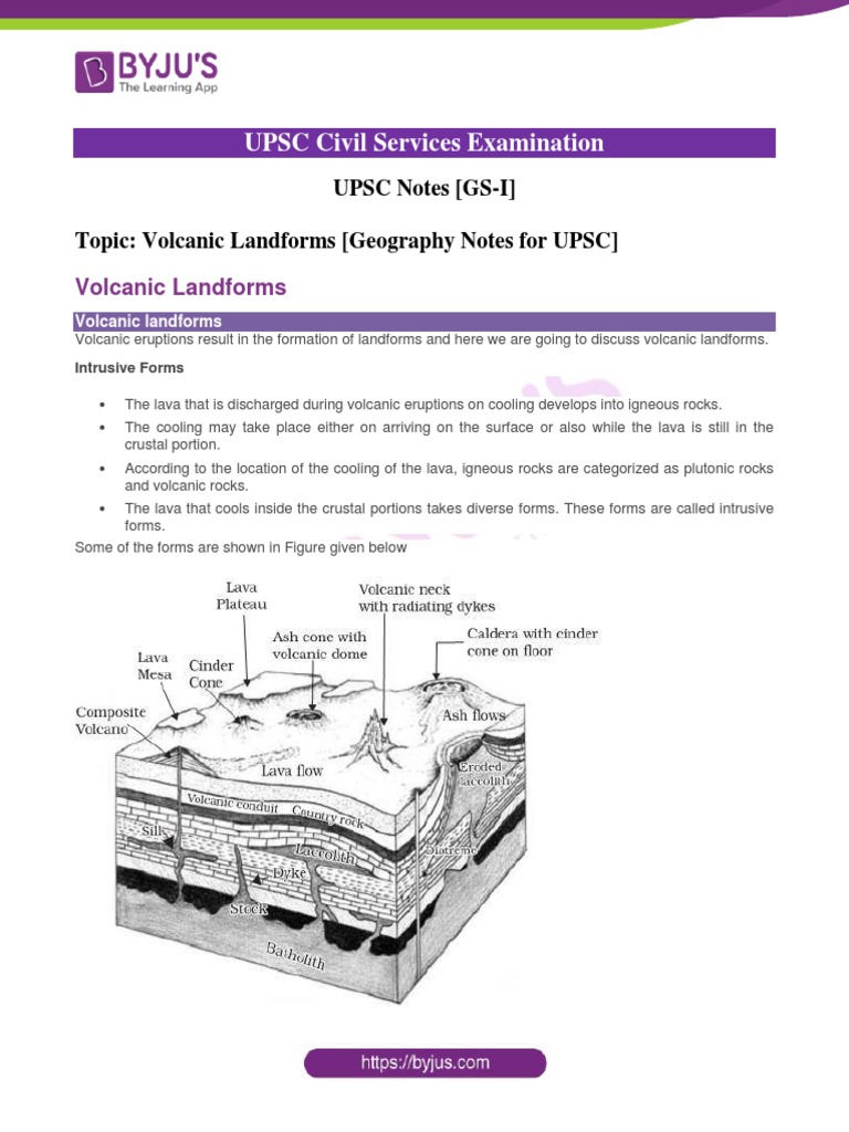 Volcanic Landforms Geography Notes For UPSC2 PDF | PDF | Igneous Rock ...