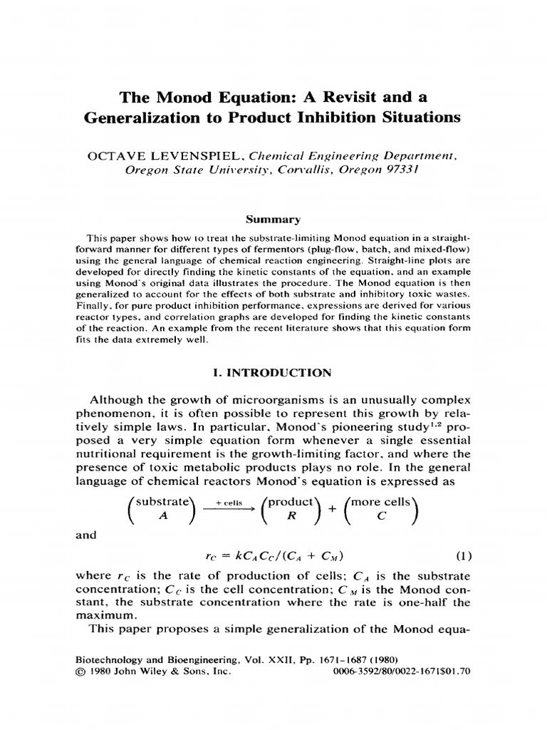 The Monod Equation: A Revisit and A Generalization To Product ...