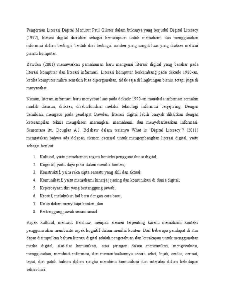 Pengertian Literasi Digital Menurut Paul Gilster Dalam Bukunya Yang ...