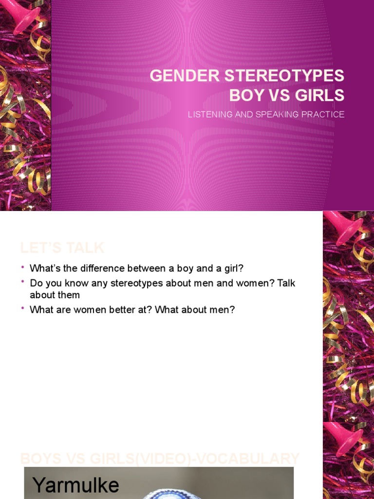 Gender Stereotypes Boy Vs Girls: Listening and Speaking Practice | PDF