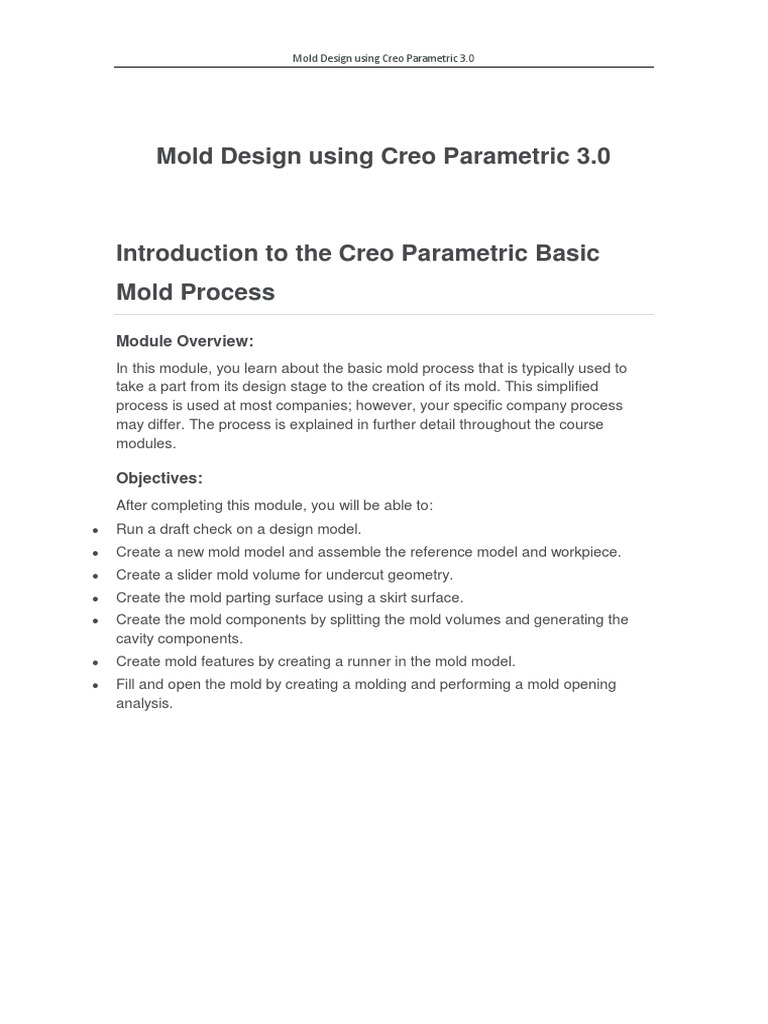 Mold Design Using Creo Parametric 3.0 | PDF | Dialog Box | Casting ...