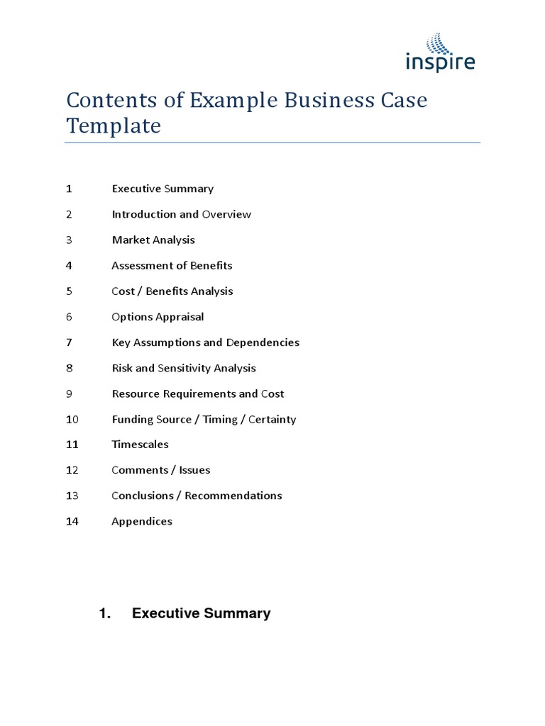 Contents of Example Business Case Template PDF | PDF | Risk | Real ...
