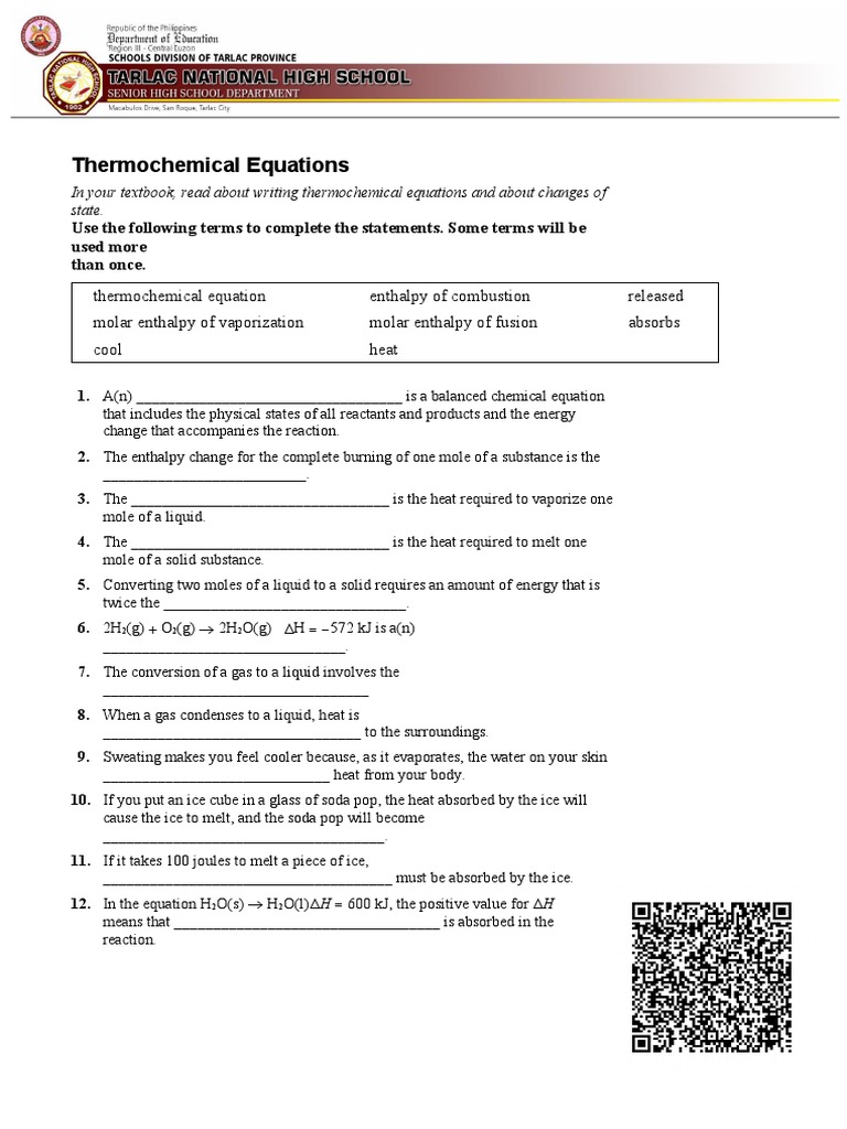 Thermochemical Equations | PDF