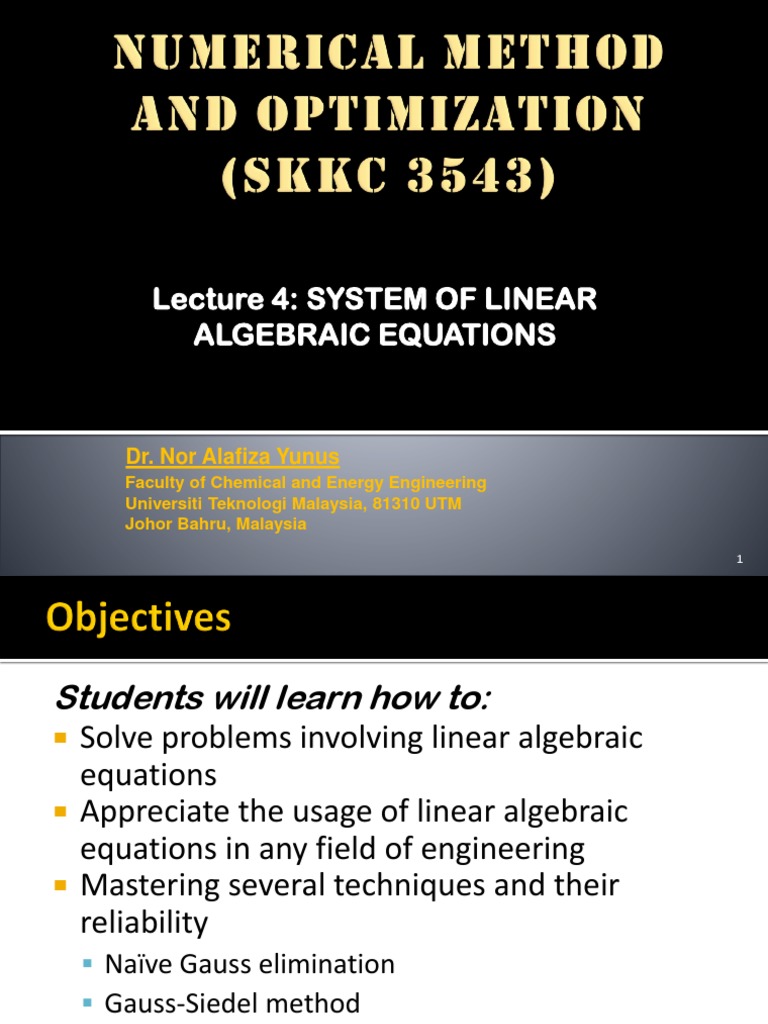 Solving Linear Algebraic Equations | PDF | Equations | Algebra