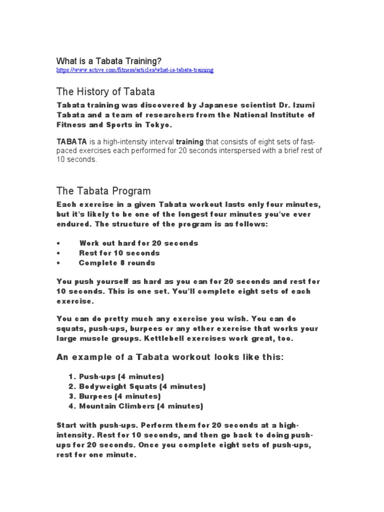 The History of Tabata: What Is A Tabata Training? | PDF