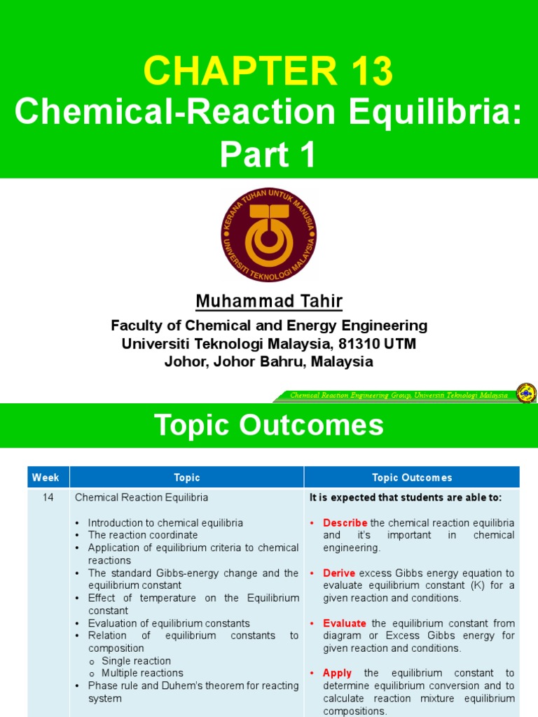 Chemical Equilibrium and Reaction Coordinates | PDF | Chemical ...