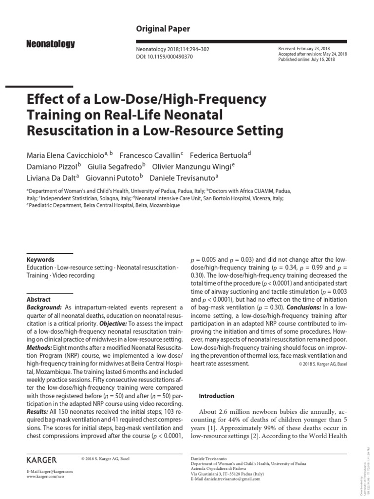 Effect of A Low-Dose High-Frequency Training On Real-Life Neonatal ...