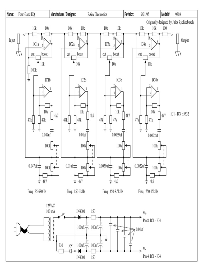 Four-Band EQ Circuit Design Guide | PDF | Electronics | Electrical Circuits