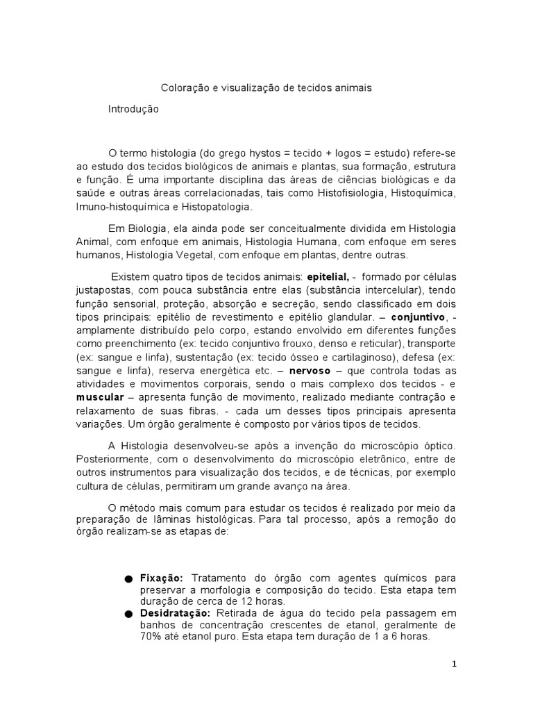 Relatório de Biologia 3 | PDF | Histologia | Tecido (Biologia)