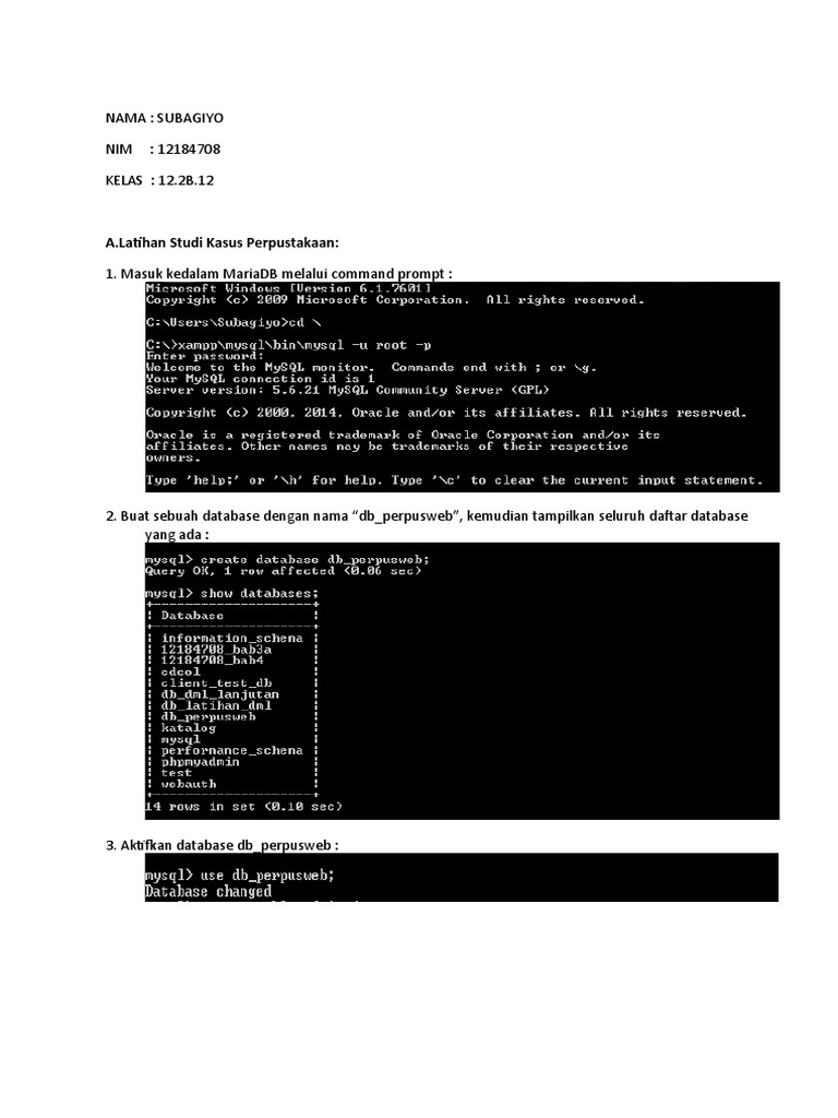 Latihan SQL Perpustakaan MariaDB | PDF
