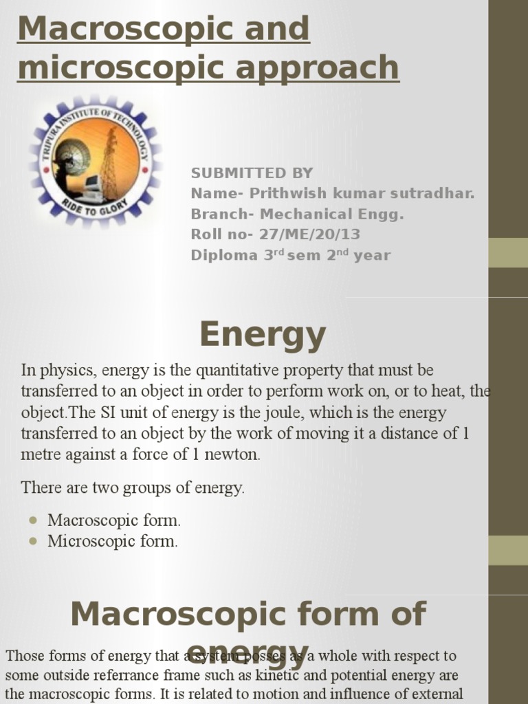 Presentation On Macroscopic and Microscopic Approach | PDF | Kinetic ...