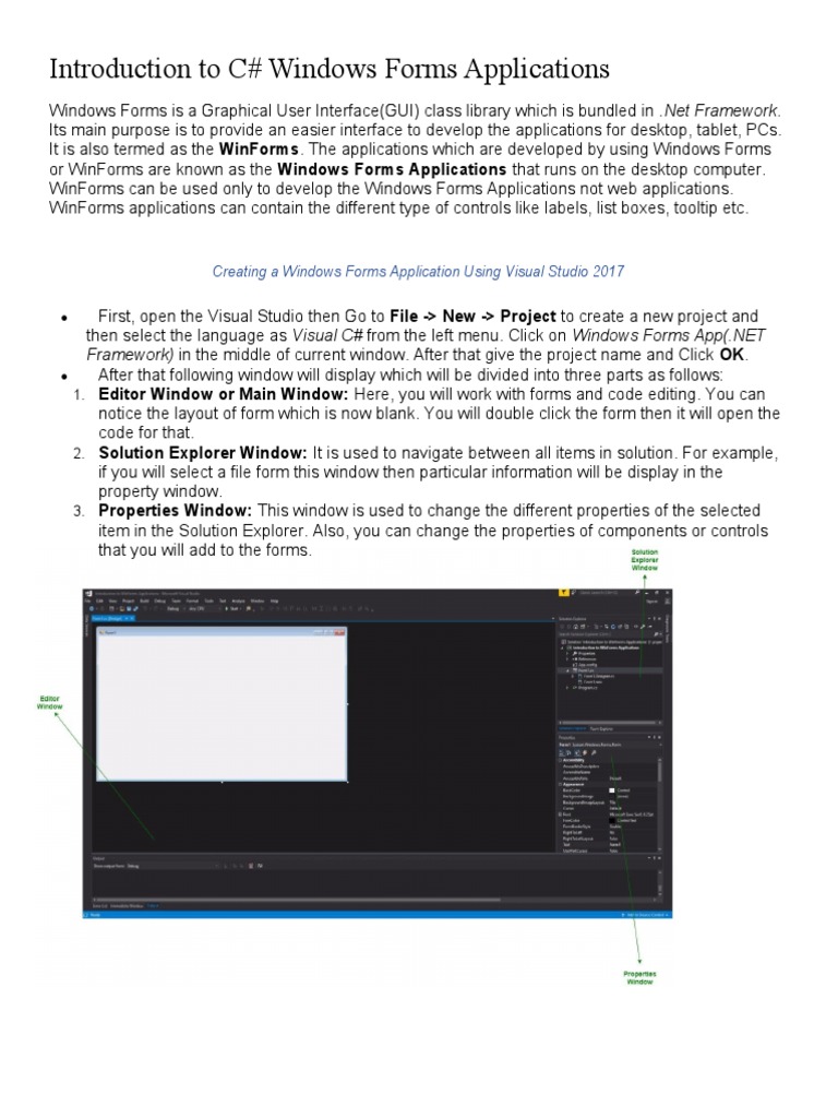 Introduction To C# Windows Forms Applications | PDF | Application ...