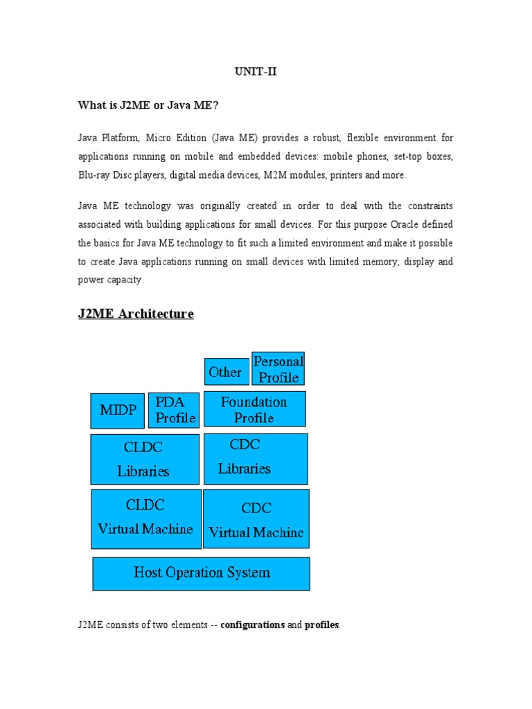 J2ME Architecture: Unit-Ii What Is J2ME or Java ME? | PDF | Java ...