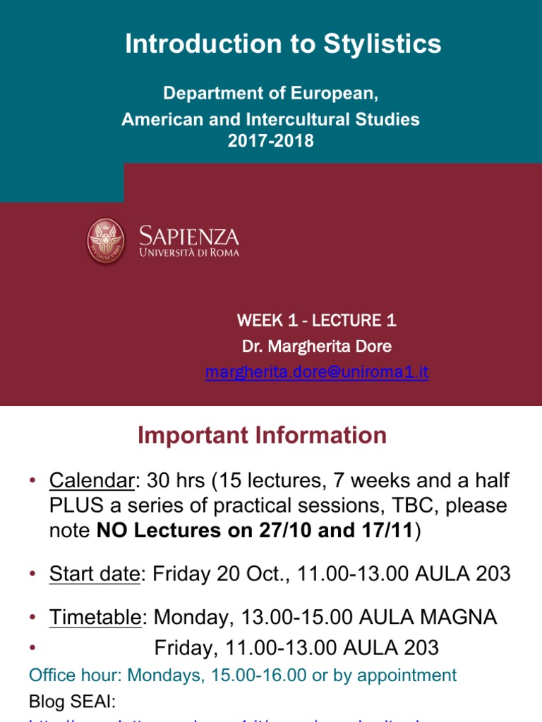 Introduction To Stylistics - WK 1 PDF | PDF | Part Of Speech | Word