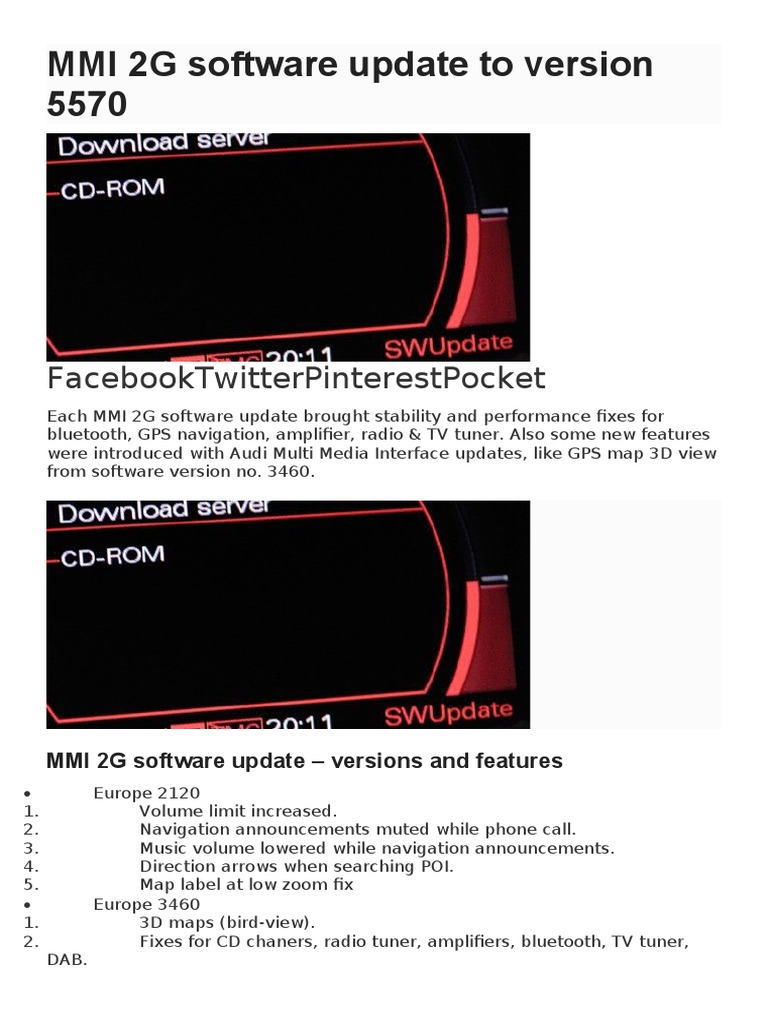 MMI 2G Software Update To Version 5570 | PDF | Consumer Electronics ...
